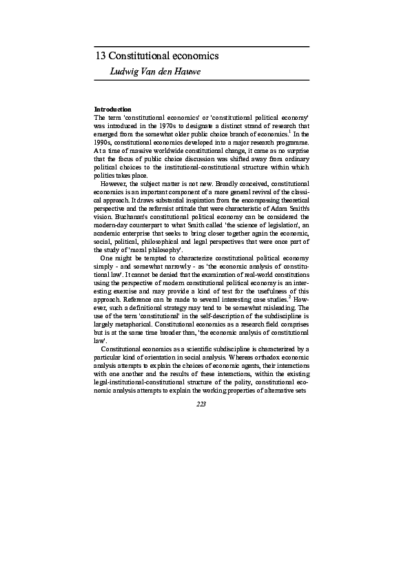 (PDF) Constitutional economics