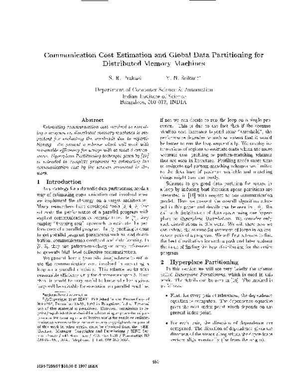 (PDF) Communication cost estimation and global data partitioning for distributed memory machines