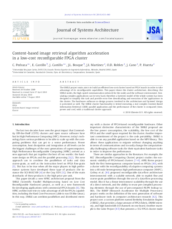 (PDF) Content-based image retrieval algorithm acceleration in a low-cost reconfigurable FPGA cluster