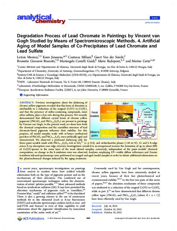 (PDF) Degradation Process of Lead Chromate in Paintings by Vincent van ...