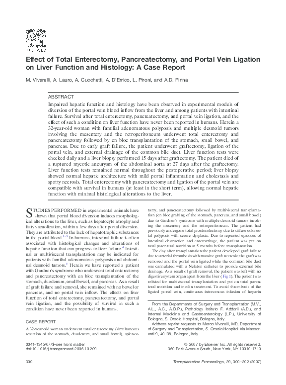 (PDF) Effect of total enterectomy, pancreatectomy, and portal vein ...