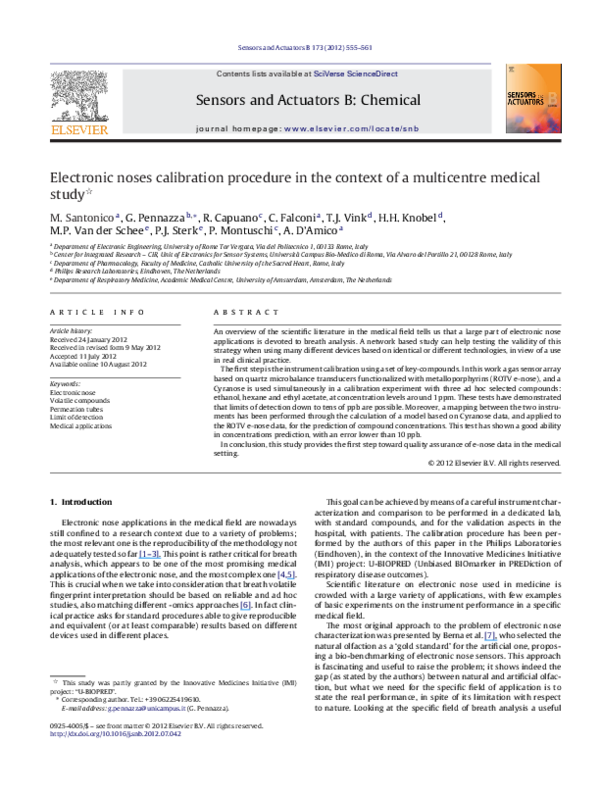 (PDF) Electronic noses calibration procedure in the context of a ...