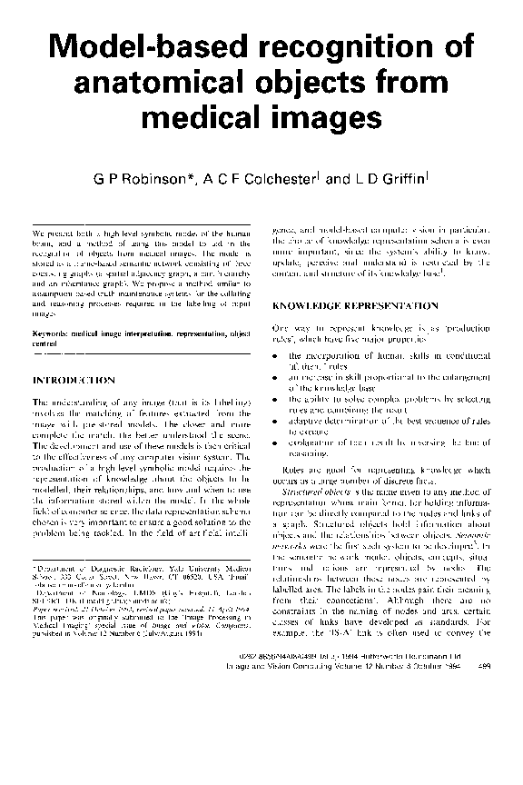 (PDF) Model-based recognition of anatomical objects from medical images