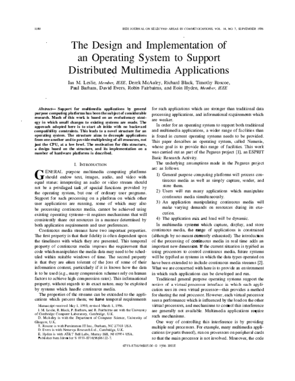 (PDF) The Design and Implementation of an Operating System to Support Distributed Multimedia ...