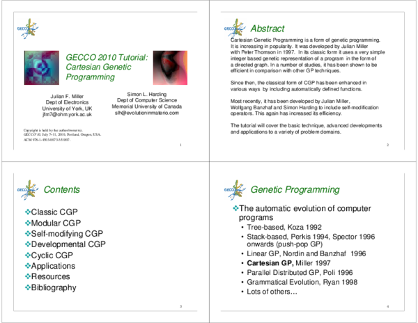 (PDF) Cartesian genetic programming