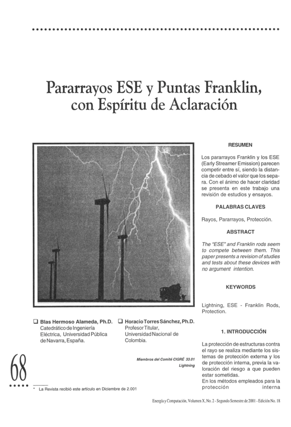 (PDF) Pararrayos ESE y puntas Franklin, con espíritu de aclaración