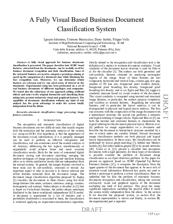 A fully visual based business document classification system