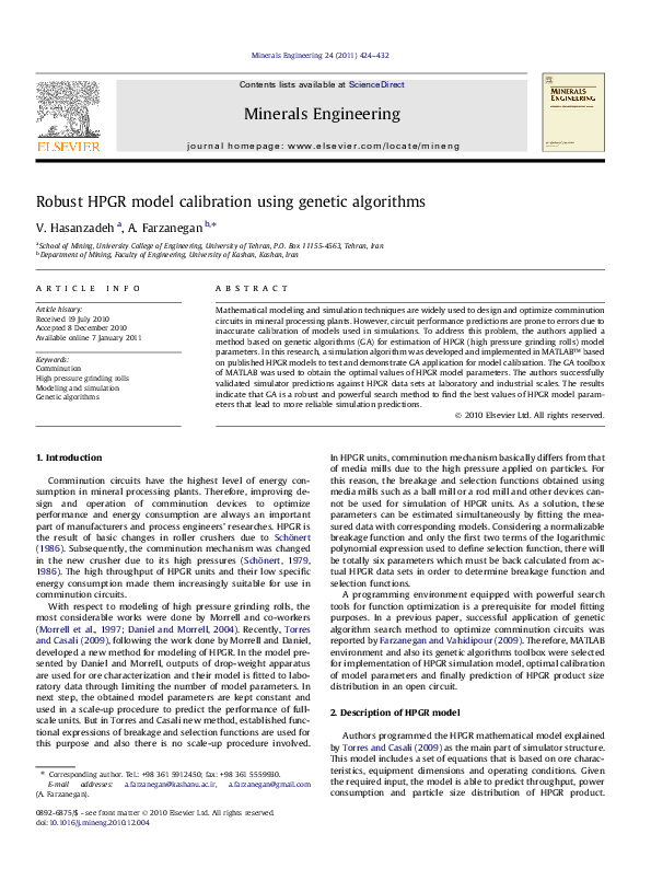 (PDF) Robust HPGR model calibration using genetic algorithms