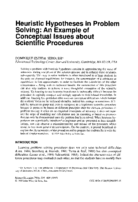 (PDF) Heuristic hypotheses in problem solving: An example of conceptual issues about scientific ...