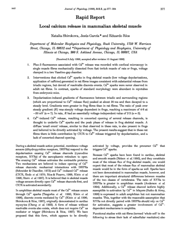 (PDF) Local calcium release in mammalian skeletal muscle | jesus garcia ...