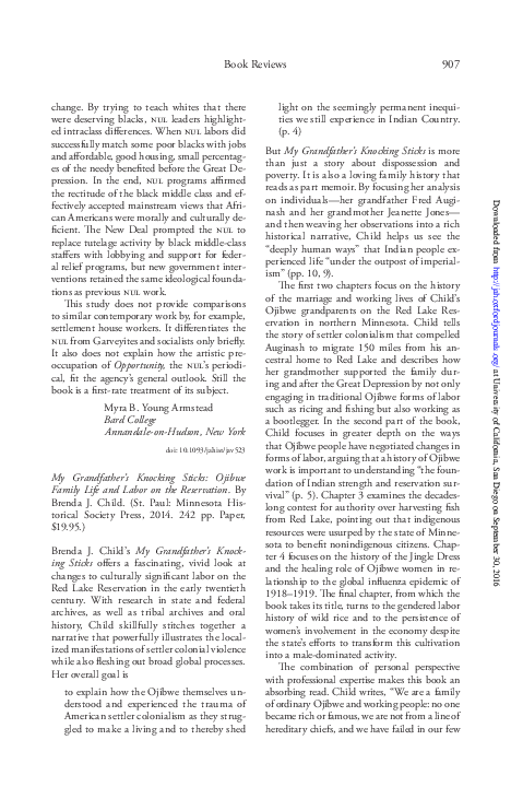 (PDF) Review of My Grandfather’s Knocking Sticks: Ojibwe Family Life ...