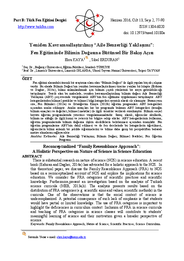 (PDF) Yeniden Kavramsallaştırılmış " Aile Benzerliği Yaklaşımı " (In ...