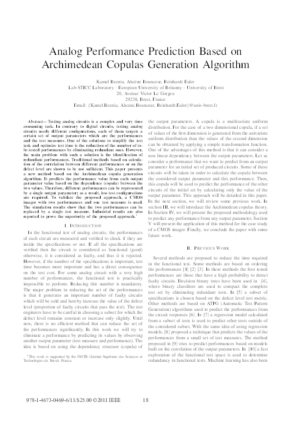 (PDF) Analog performance prediction based on archimedean copulas generation algorithm