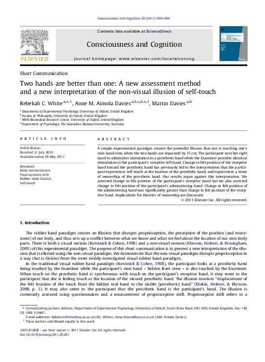 (PDF) Two hands are better than one: A new assessment method and a new ...