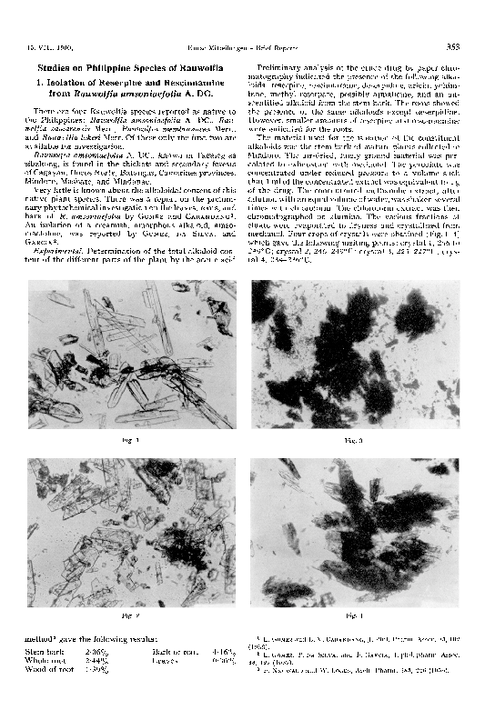 (PDF) Studies on philippine species of rauwolfia 1. Isolation of ...