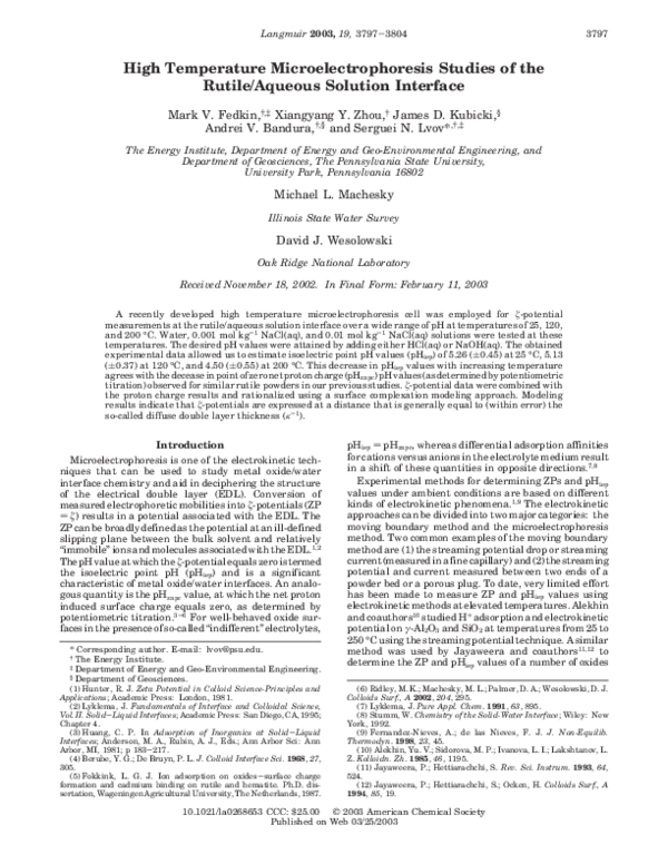 (PDF) High Temperature Microelectrophoresis Studies of the Rutile ...