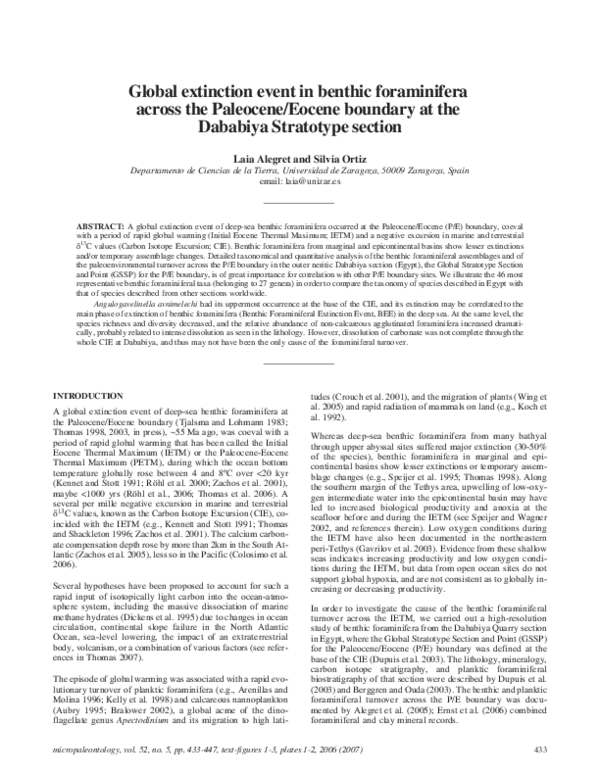 (PDF) Global extinction event in benthic foraminifera across the ...