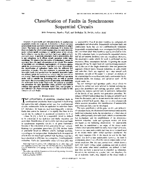 Pdf Classification Of Faults In Synchronous Sequential Circuits