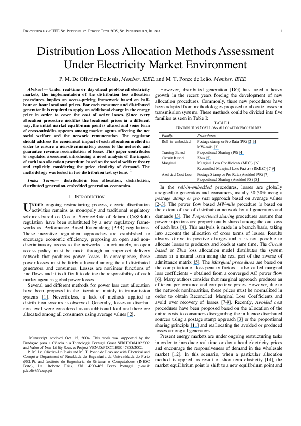 (PDF) Distribution loss allocation methods assessment under electricity ...