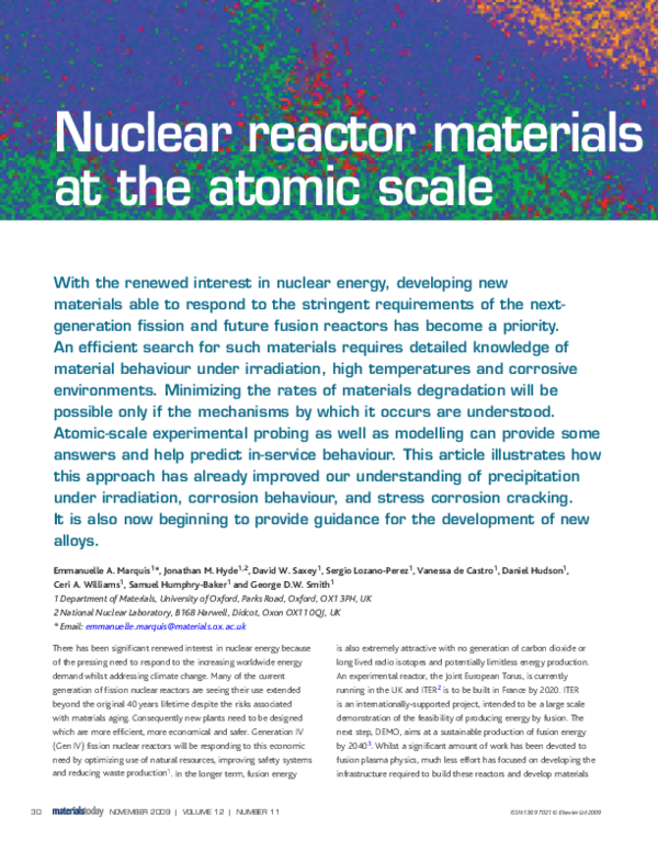 (PDF) Nuclear reactor materials at the atomic scale