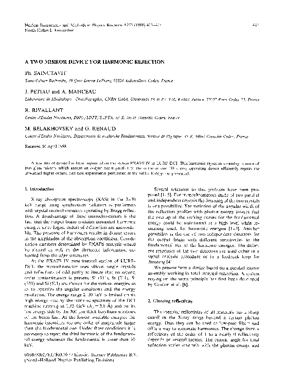 (PDF) A two mirror device for harmonic rejection
