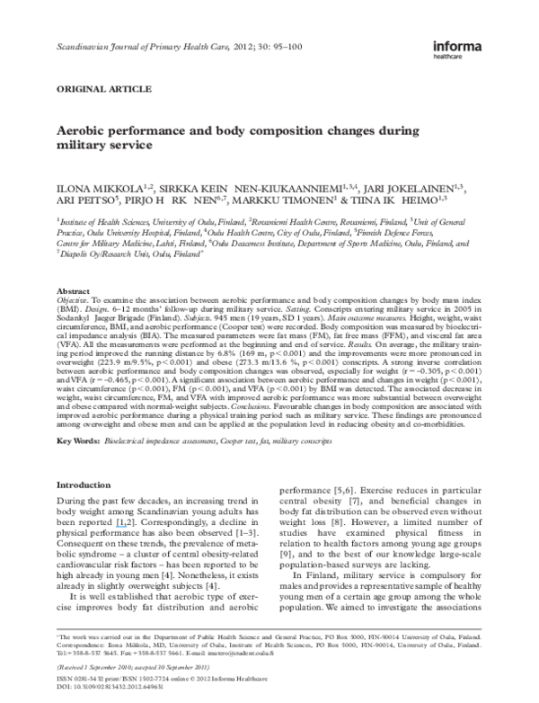(PDF) Aerobic performance and body composition changes during military ...