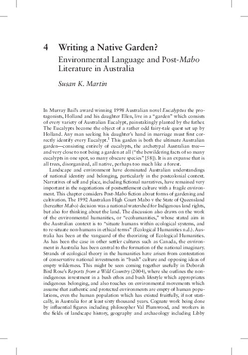 (PDF) Writing a Native Garden?: Environmental Language and Post-Mabo ...