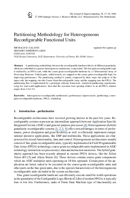 (PDF) Partitioning Methodology for Heterogeneous Reconfigurable Functional Units
