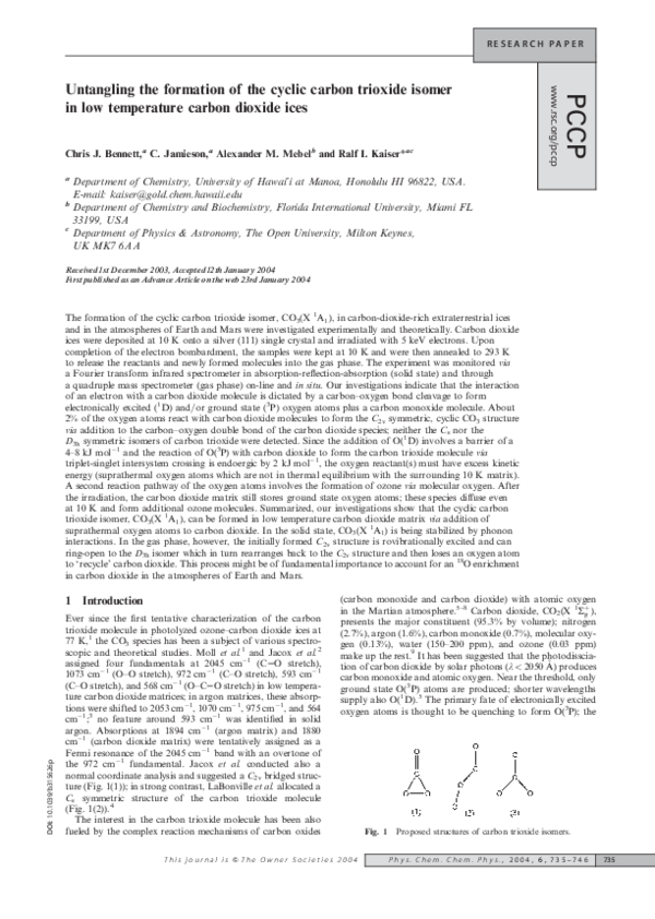 (PDF) Untangling the formation of the cyclic carbon trioxide isomer in ...
