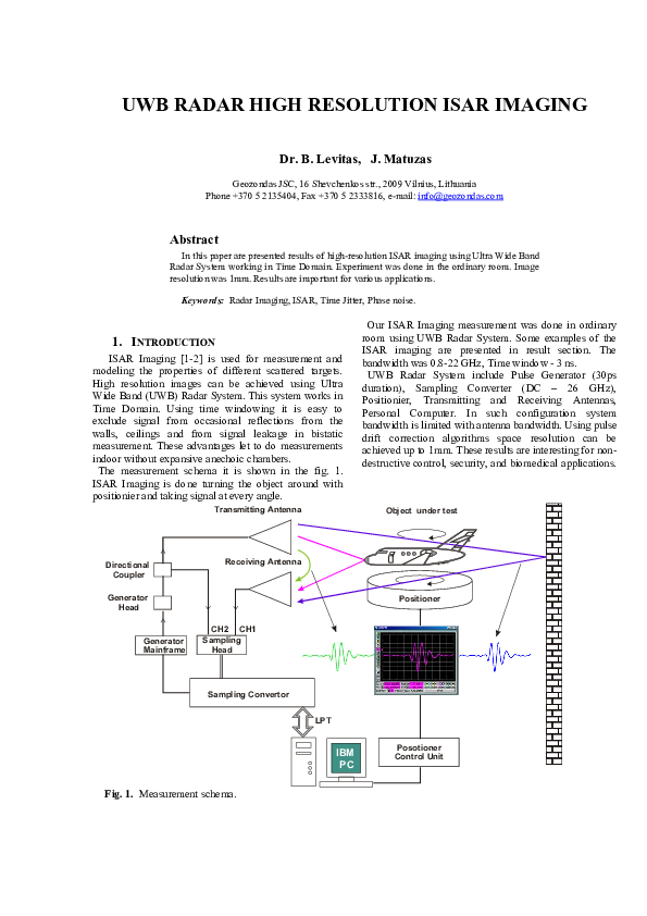 (PDF) UWB radar high resolution ISAR imaging