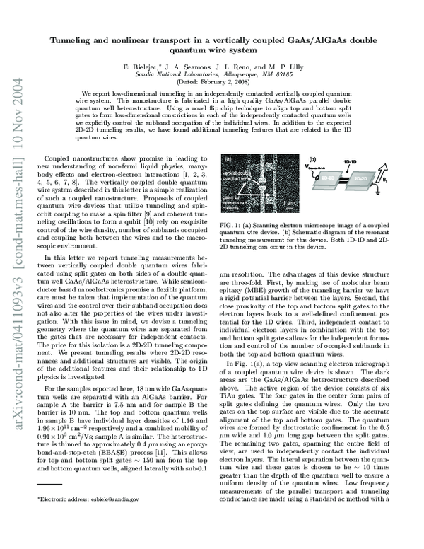 (PDF) Tunneling and nonlinear transport in a vertically coupled GaAs/AlGaAs double quantum wire ...