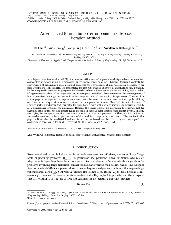 An Enhanced Formulation Of Error Bound In Subspace Iteration Method
