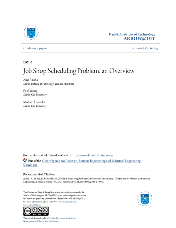 Pdf Job Shop Scheduling Problem An Overview 
