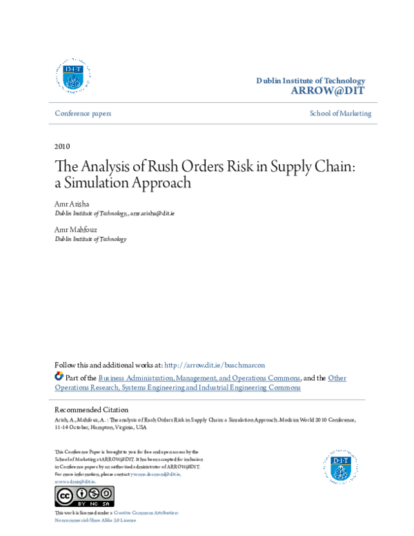 (PDF) The Analysis of Rush Orders Risk in Supply Chain: a Simulation ...