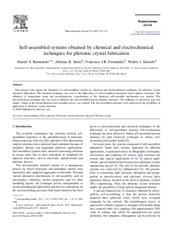 (PDF) Self-assembled systems obtained by chemical and electrochemical ...