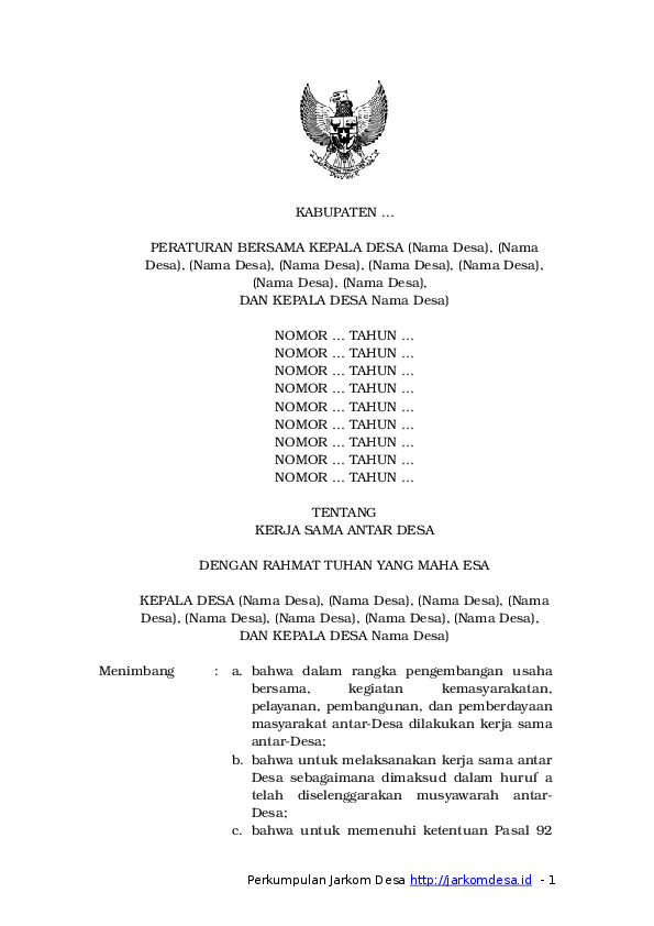 (DOC) Membentuk BUM Desa Bersama, Langkah 02: BKAD (Badan Kerja sama ...
