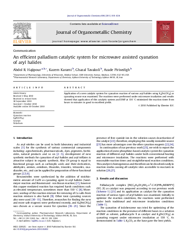 (PDF) An efficient palladium catalytic system for microwave assisted ...