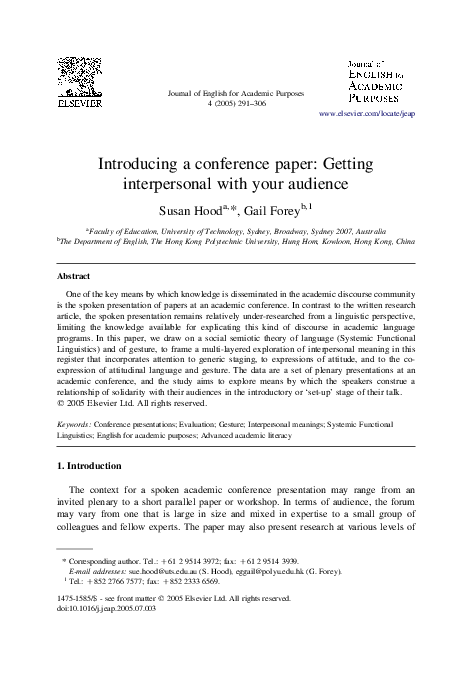 (PDF) Introducing a conference paper: Getting interpersonal with your ...
