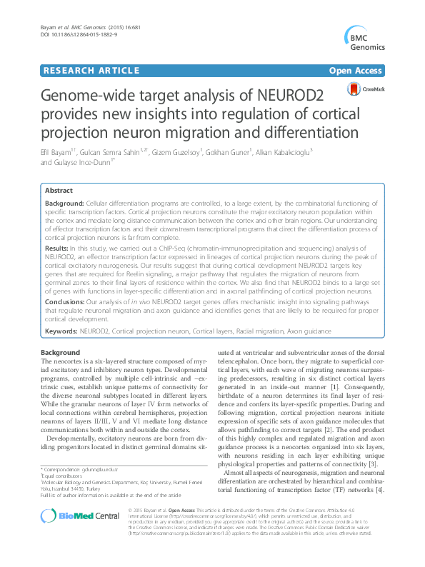 (PDF) Genome-wide target analysis of NEUROD2 provides new insights into ...