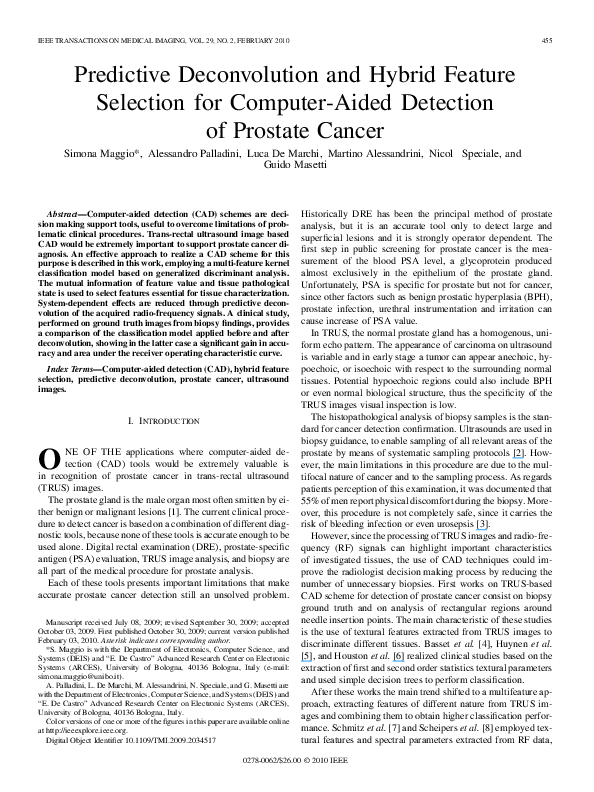 Pdf Predictive Deconvolution And Hybrid Feature Selection For Computer Aided Detection Of