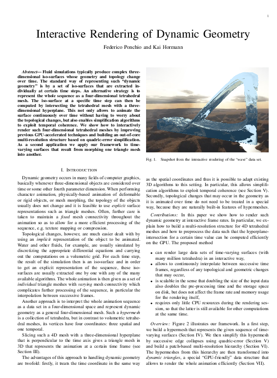 (PDF) Interactive Rendering of Dynamic Geometry