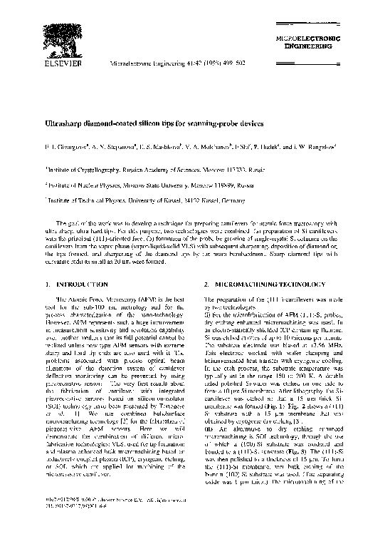 (PDF) Ultrasharp diamond-coated silicon tips for scanning-probe devices