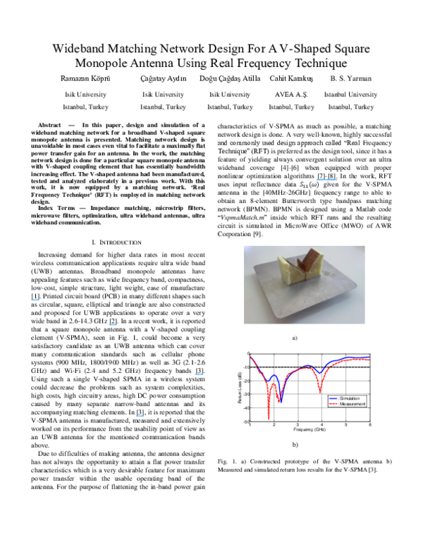 (PDF) Wideband matching network design for a V-shaped square monopole ...