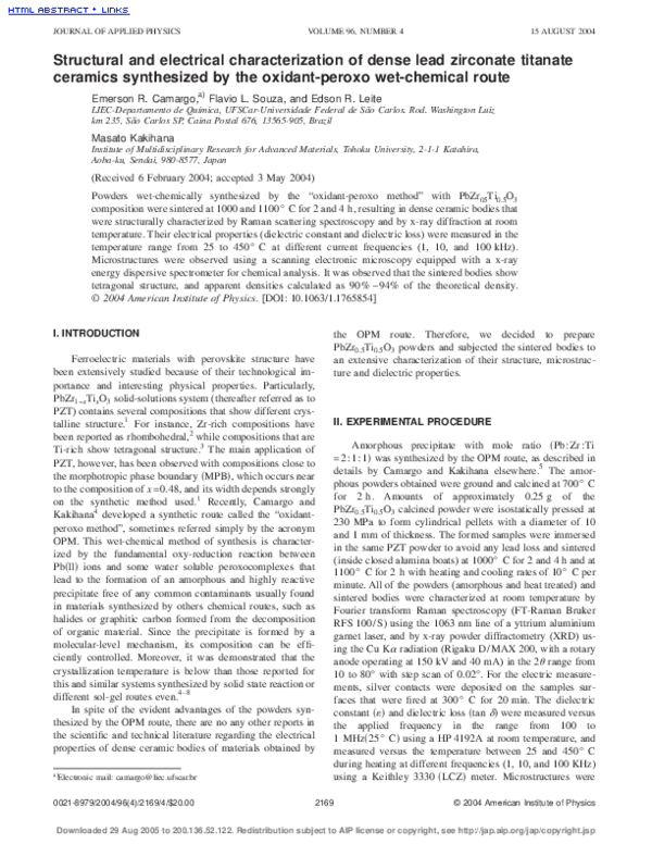 (PDF) Structural and electrical characterization of dense lead ...