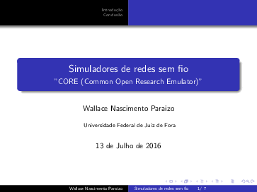 (PDF) Apresentacao redes wireless Common Open Research Emulator CORE