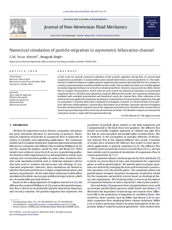 (PDF) Numerical simulation of particle migration in asymmetric bifurcation channel