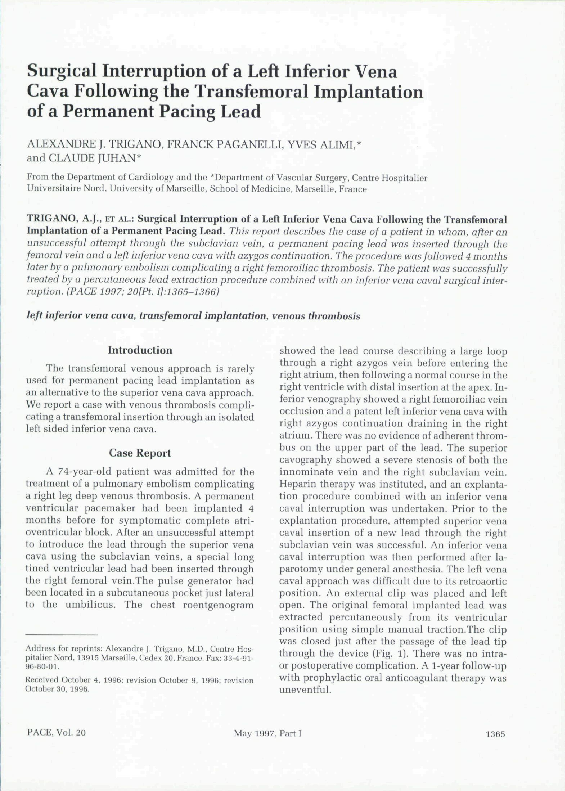 (PDF) Surgical Interruption of a Left Inferior Vena Cava Following the ...
