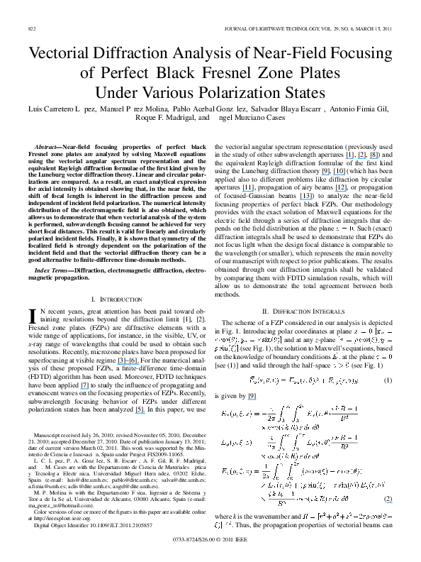 Pdf Vectorial Diffraction Analysis Of Near Field Focusing Of Perfect