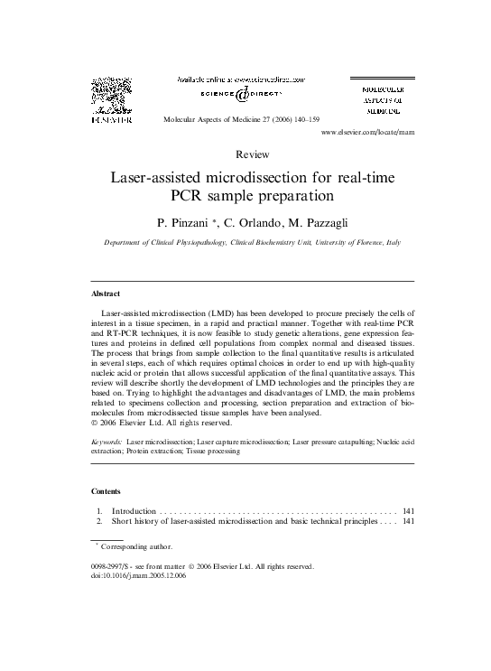 (PDF) Laser-assisted microdissection for real-time PCR sample preparation