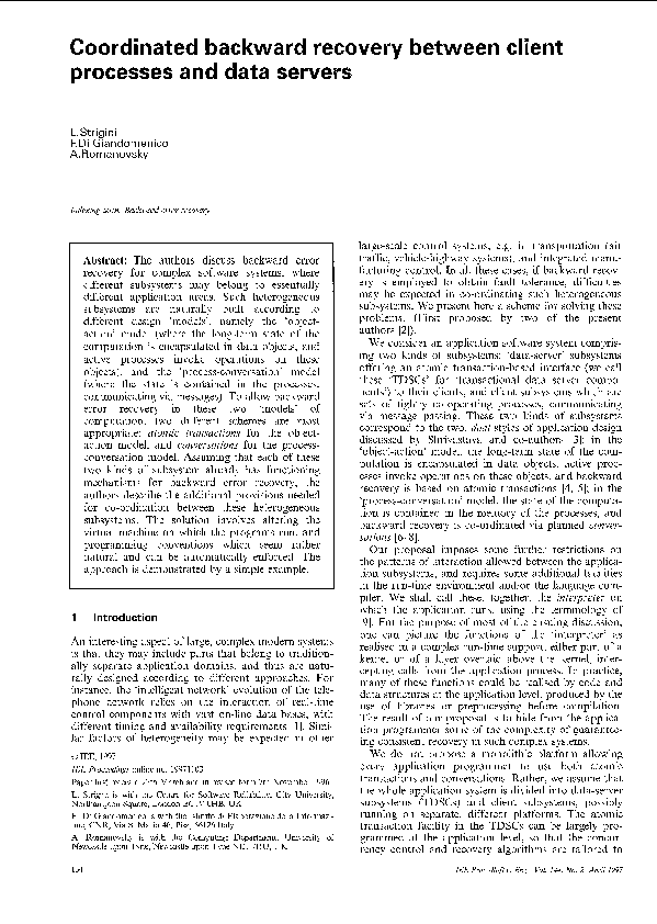 (PDF) Coordinated backward recovery between client processes and data ...